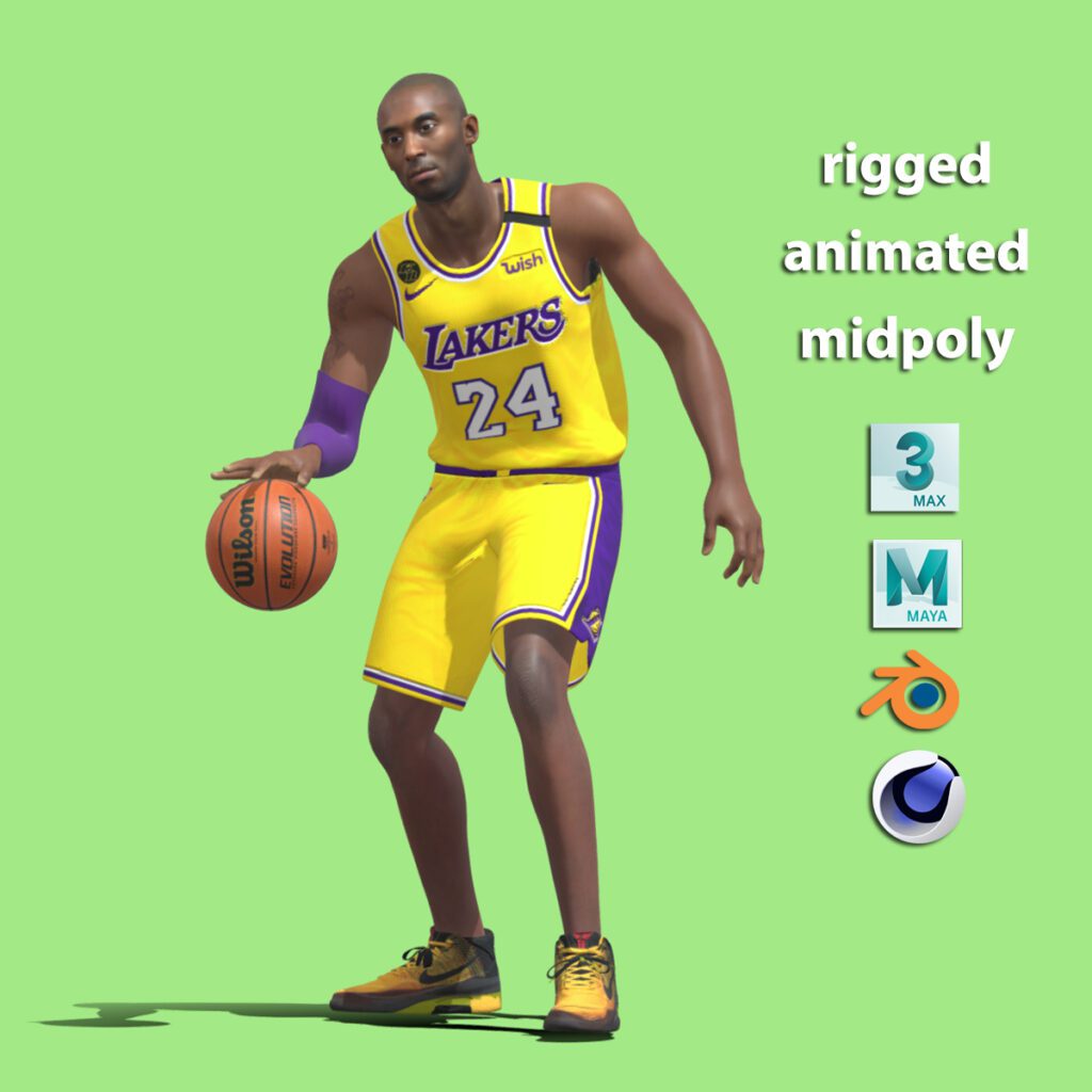 3D Rigged Kobe Bryant Los Angeles Lakers NBA – 3DPassion.NET