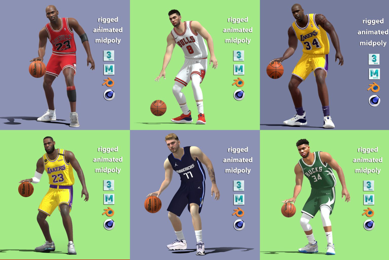Pack 6 NBA players - 3DPassion.NET