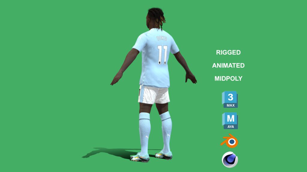 3D Rigged Jeremy Doku Manchester City 2024 - 3DPassion.NET