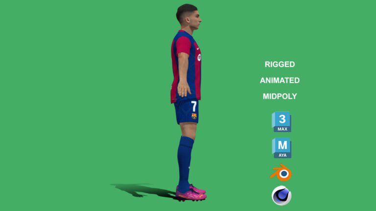 T-pose Body + Face Rigged Ferran Torres Barcelona 2024 - 3DPassion.NET