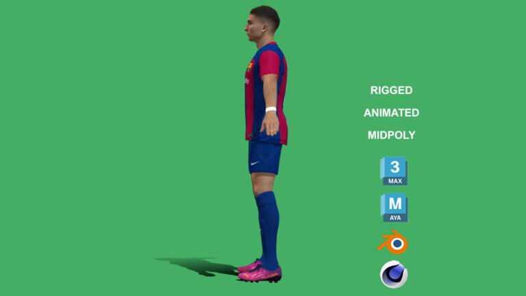 T-pose Body + Face Rigged Ferran Torres Barcelona 2024 - 3DPassion.NET