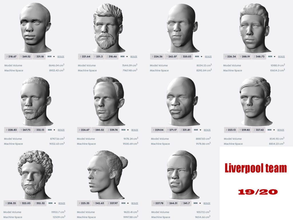 Liverpool team 19/20 busts for 3D printing - 3DPassion.NET