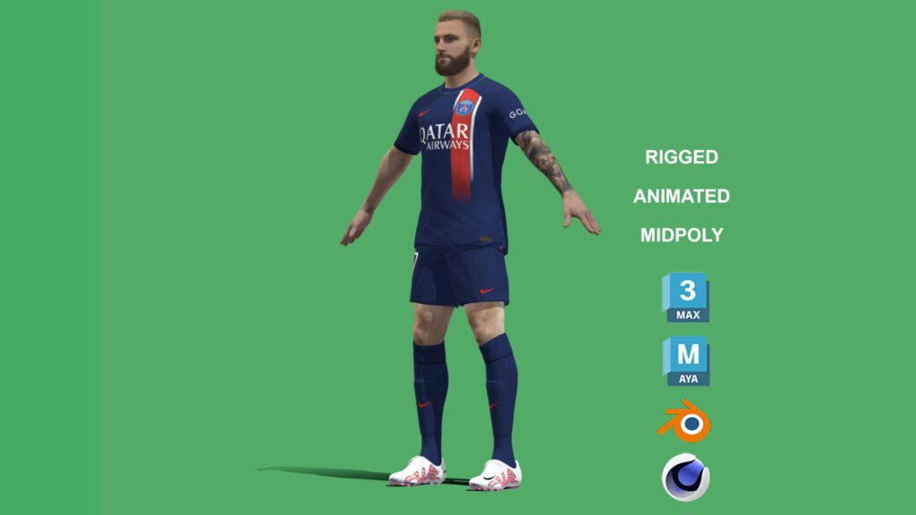 3D Rigged Milan Skriniar PSG 2024 - 3DPassion.NET
