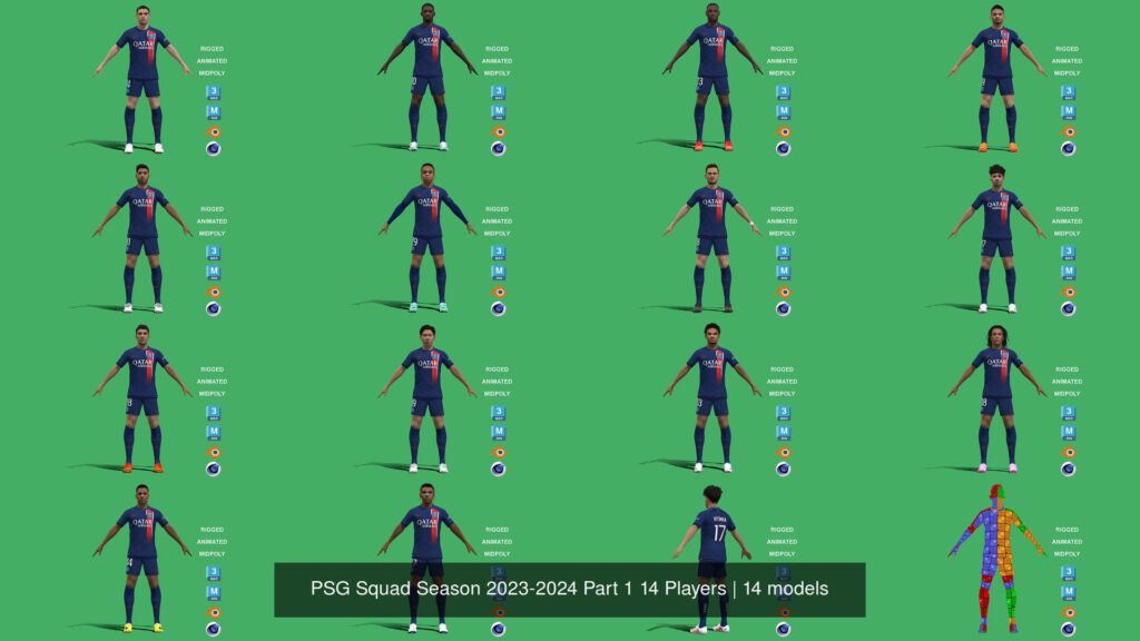 PSG Squad Season 2023-2024 29 Players - 3DPassion.NET