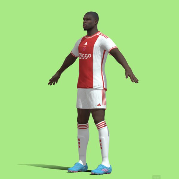 T-Pose body + face rigged Brian Brobbey Ajax 23-24 - 3DPassion.NET
