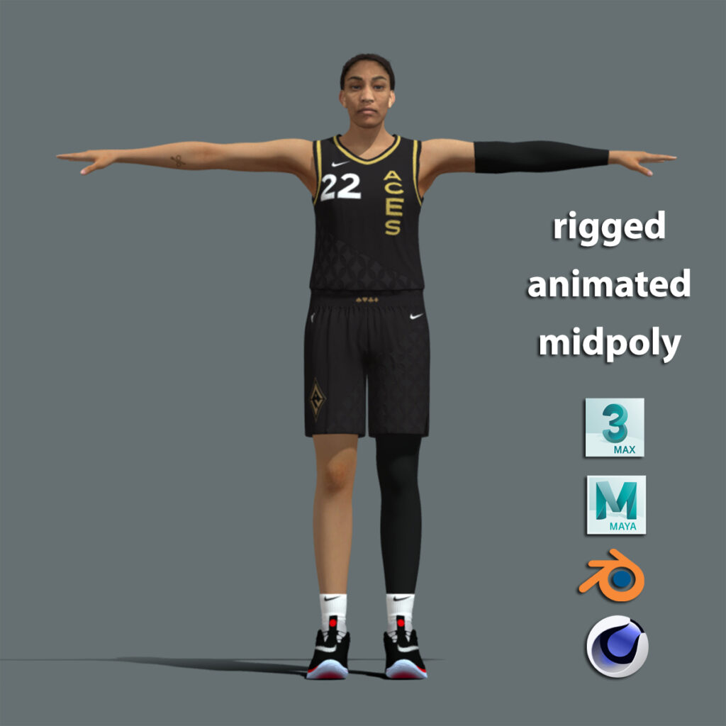 T-Pose Rigged A’ja Wilson WNBA – 3DPassion.NET