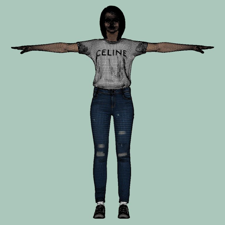 T-Pose Rigged Casual Girl - 3DPassion.NET